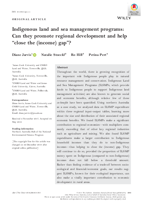 (PDF) Indigenous land and sea management programs: Can they promote ...