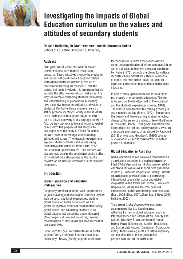 (PDF) Investigating the Impacts of Global Education Curriculum on the ...