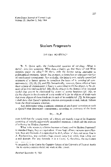 (PDF) Skolem fragments