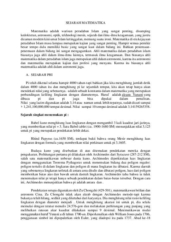 (PDF) Sejarah Matematika
