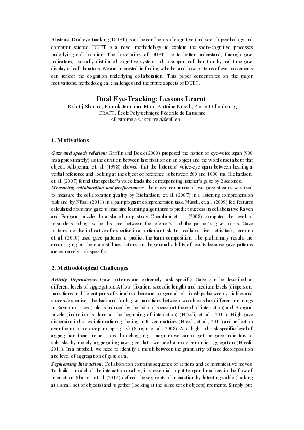 (PDF) Dual Eye-Tracking: Lessons Learnt