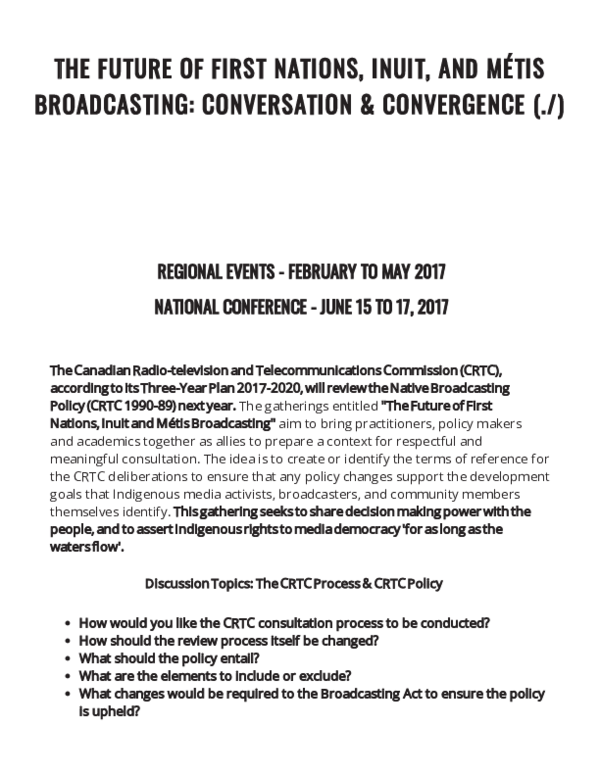 (PDF) Media coverage and resources from the Future of First Nations ...