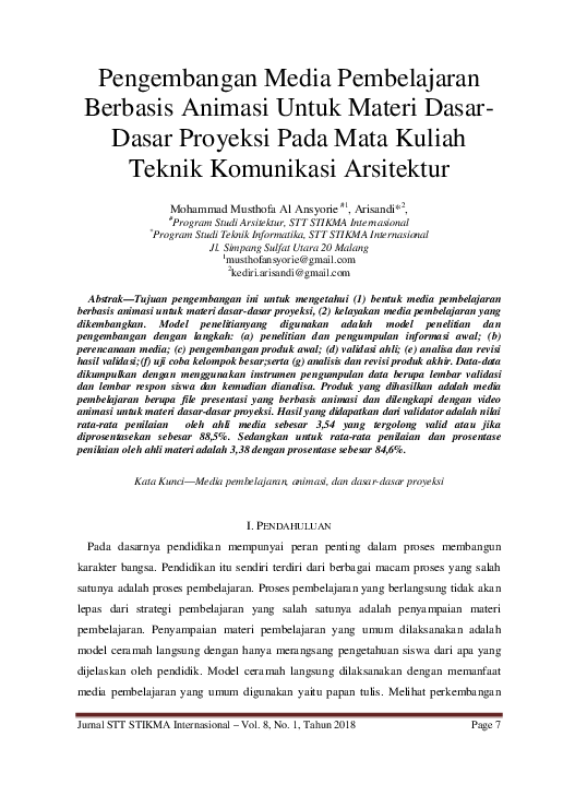 (PDF) Pengembangan Media Pembelajaran Berbasis Animasi Untuk Materi Dasar-Dasar Proyeksi Pada ...