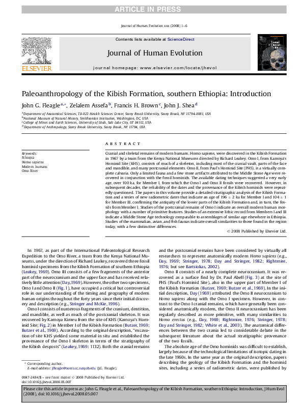 (PDF) Paleoanthropology of the Kibish Formation, southern Ethiopia ...