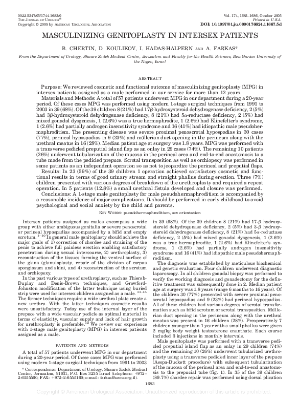 (PDF) Masculinizing Genitoplasty in Intersex Patients