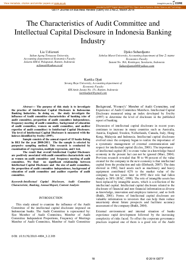 (PDF) The Characteristics of Audit Committee and Intellectual Capital ...