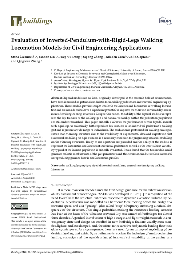 (PDF) Evaluation of Inverted-Pendulum-with-Rigid-Legs Walking Locomotion Models for Civil ...