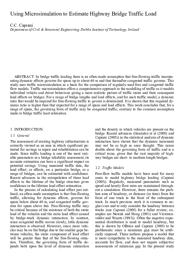 (PDF) Using microsimulation to estimate highway bridge traffic load