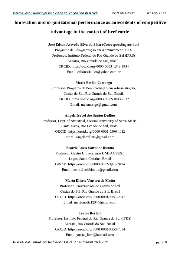 (PDF) Innovation and organizational performance as antecedents of competitive advantage in the ...