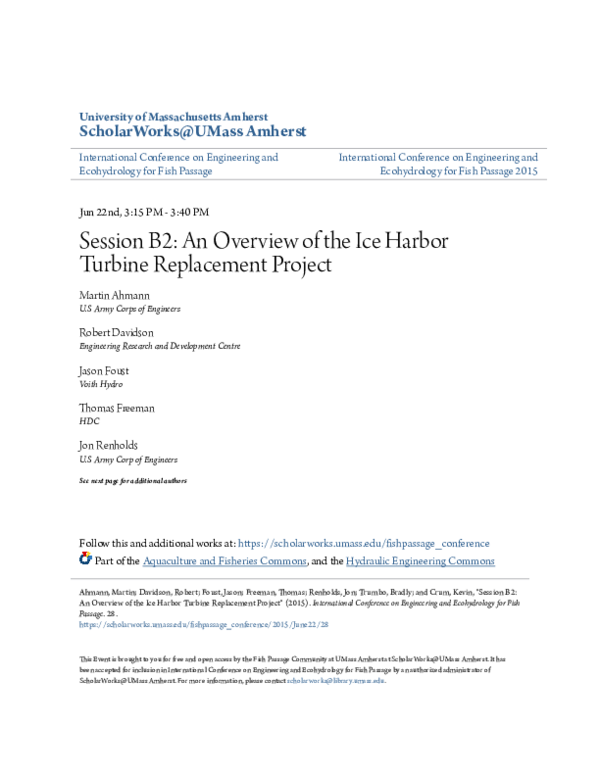 (PDF) Session B2: An Overview of the Ice Harbor Turbine Replacement Project