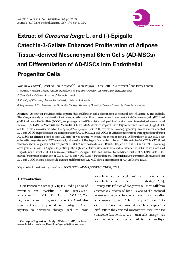 (PDF) Extract of Curcuma longa L. and (-)-Epigallo Catechin-3-Gallate ...