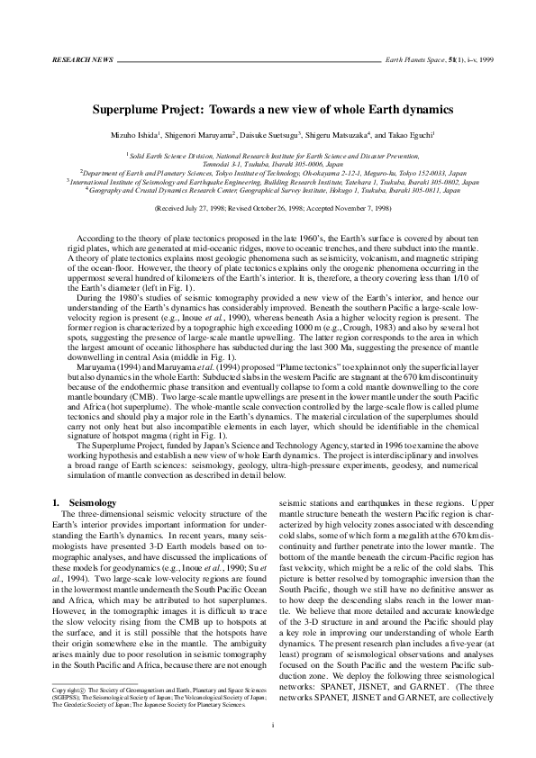 (PDF) Superplume Project: Towards a new view of whole Earth dynamics