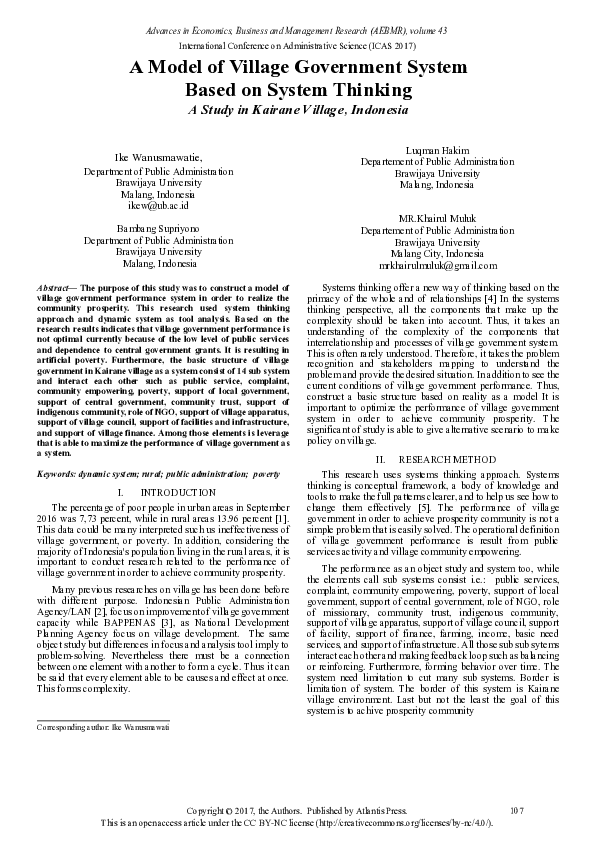 (PDF) A Model of Village Government System Based on Systems Thinking ...