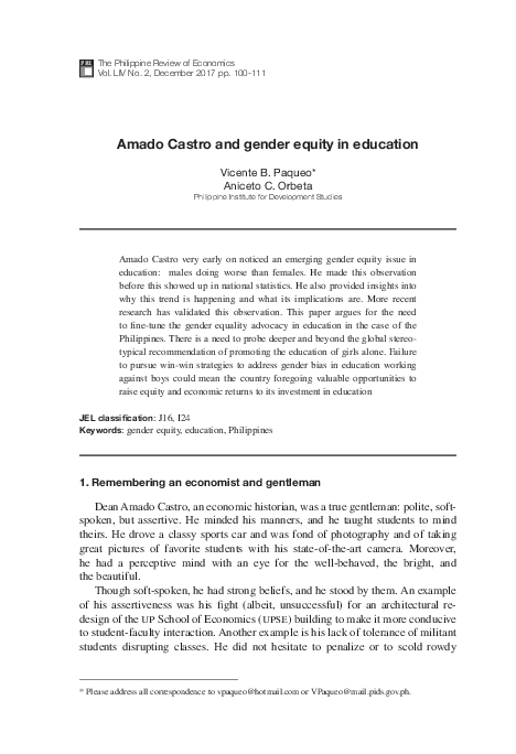 (PDF) Amado Castro and gender equity in education