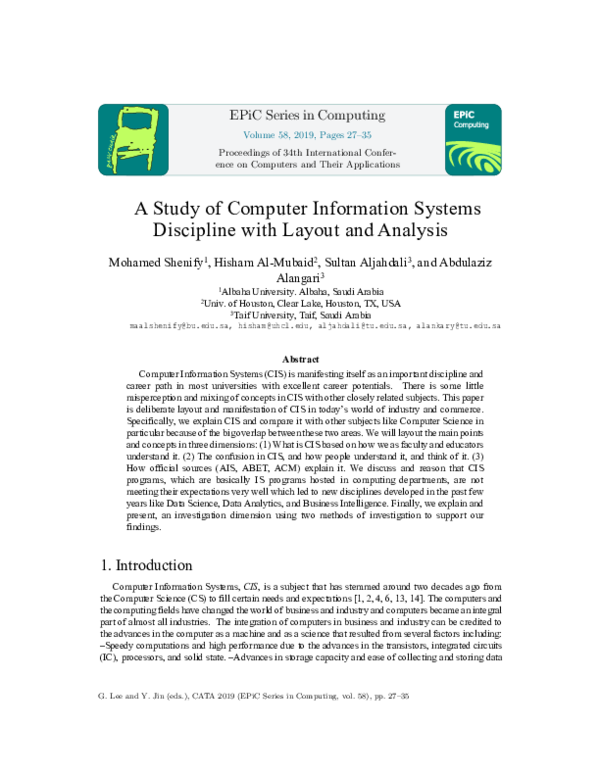 (PDF) A Study of Computer Information Systems Discipline with Layout ...