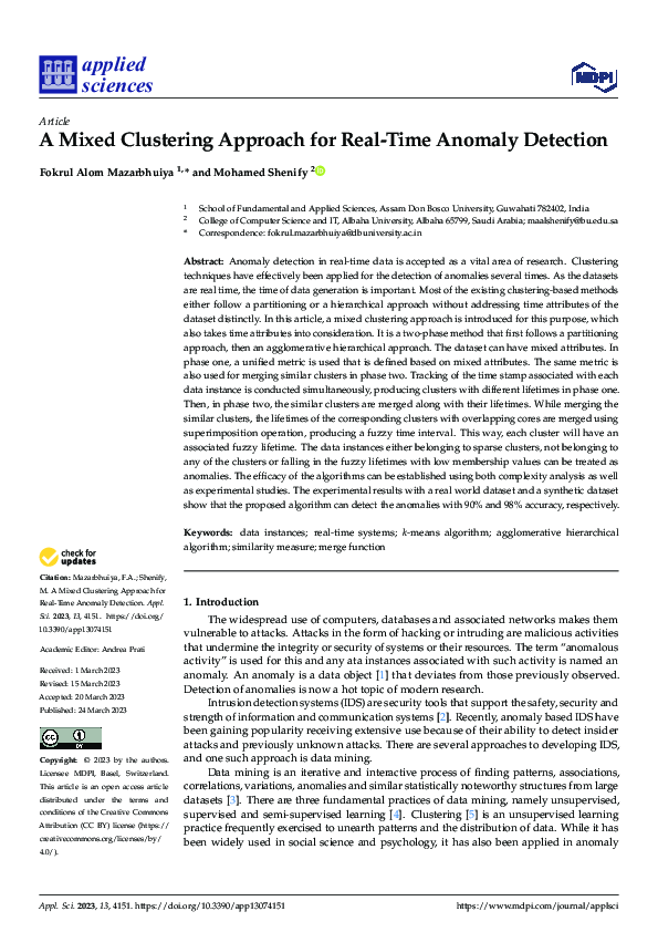 (PDF) A Mixed Clustering Approach for Real Time Anomaly Detection