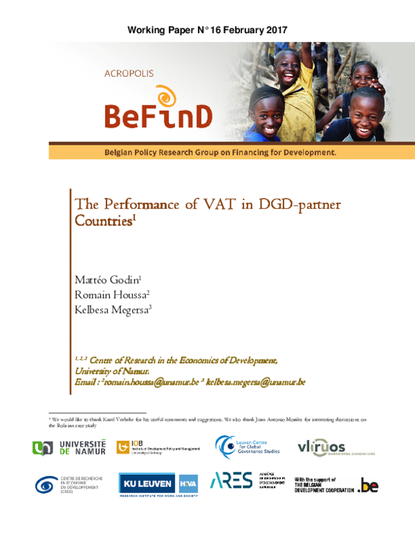 (PDF) The Performance of VAT in DGD-partner countries