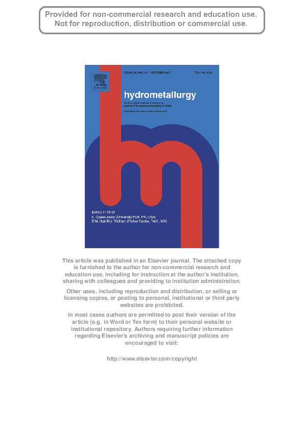 (PDF) Removal of entrained organic phase from zinc electrolyte: Pilot ...