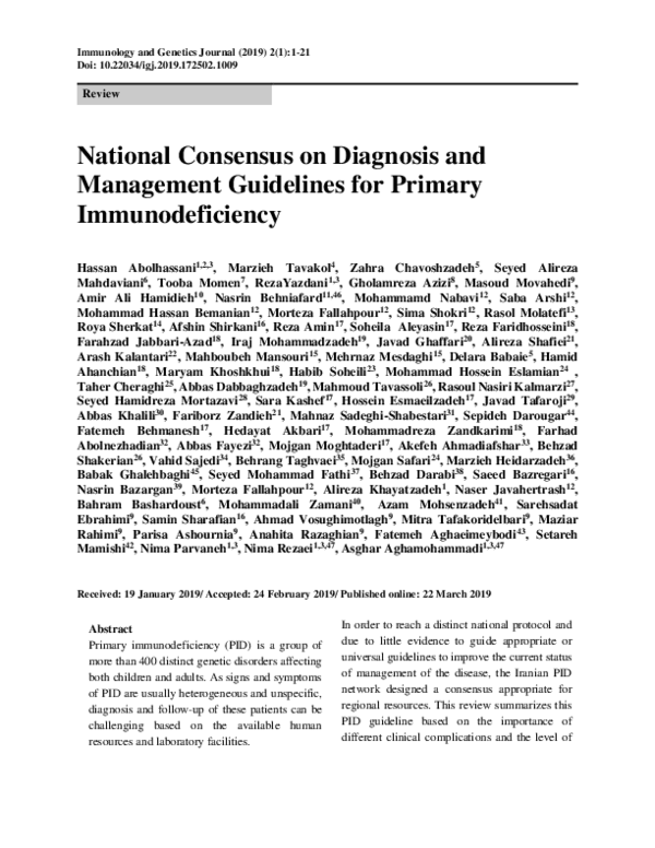 (PDF) Guidelines for Diagnosis and Management of Primary Immunodeficiency