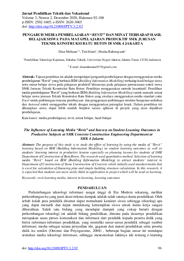 (PDF) Pengaruh Media Pembelajaran “Revit” Dan Minat Terhadap Hasil Belajar Siswa Pada ...
