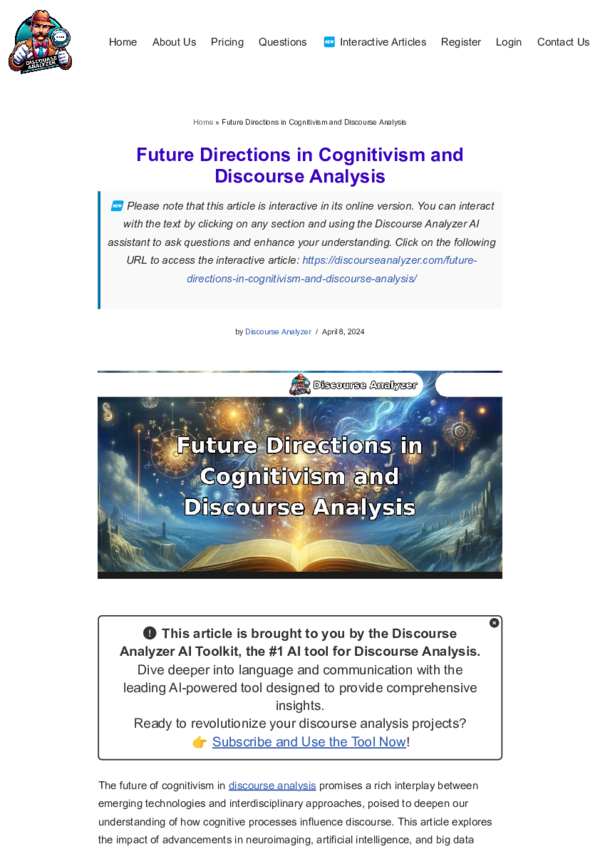 (PDF) Future Directions in Cognitivism and Discourse Analysis