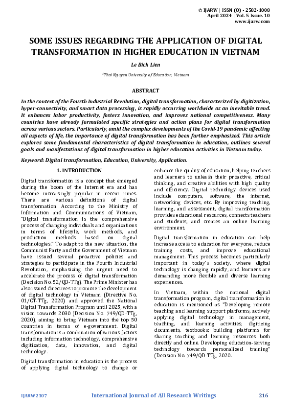 (PDF) SOME ISSUES REGARDING THE APPLICATION OF DIGITAL TRANSFORMATION ...