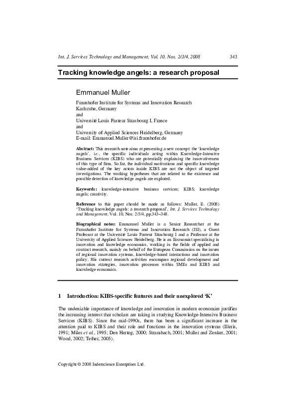 (PDF) Tracking knowledge angels: a research proposal