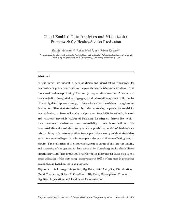 (PDF) Cloud enabled data analytics and visualization framework for health-shocks prediction