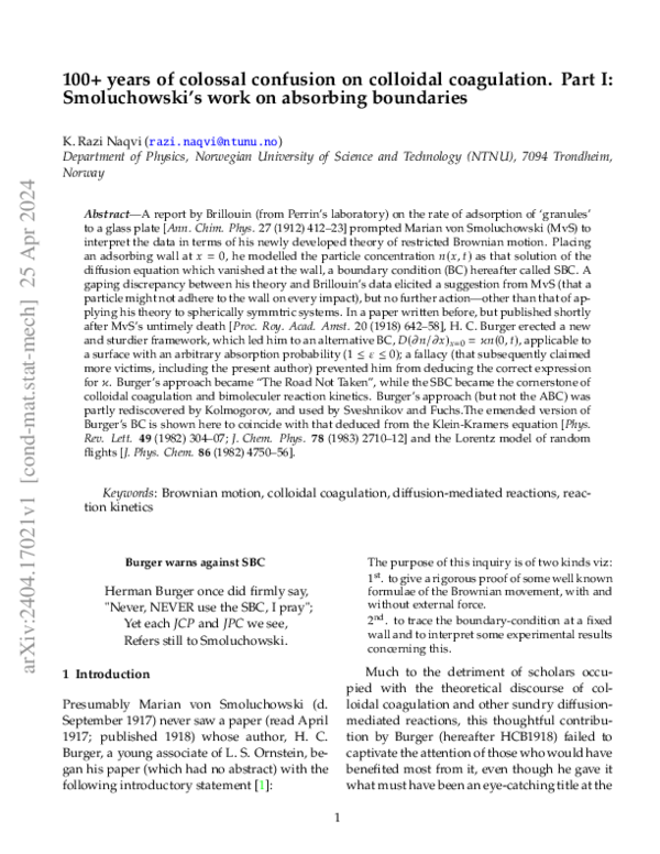 (PDF) 100+ years of colossal confusion on colloidal coagulation. Part I ...