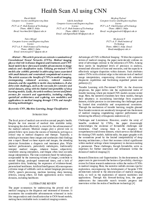 (PDF) Health Scan AI using CNN