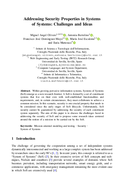 (PDF) Addressing Security Properties in Systems of Systems: Challenges ...