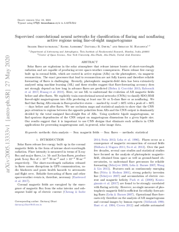 (PDF) Supervised Convolutional Neural Networks for Classification of Flaring and Nonflaring ...