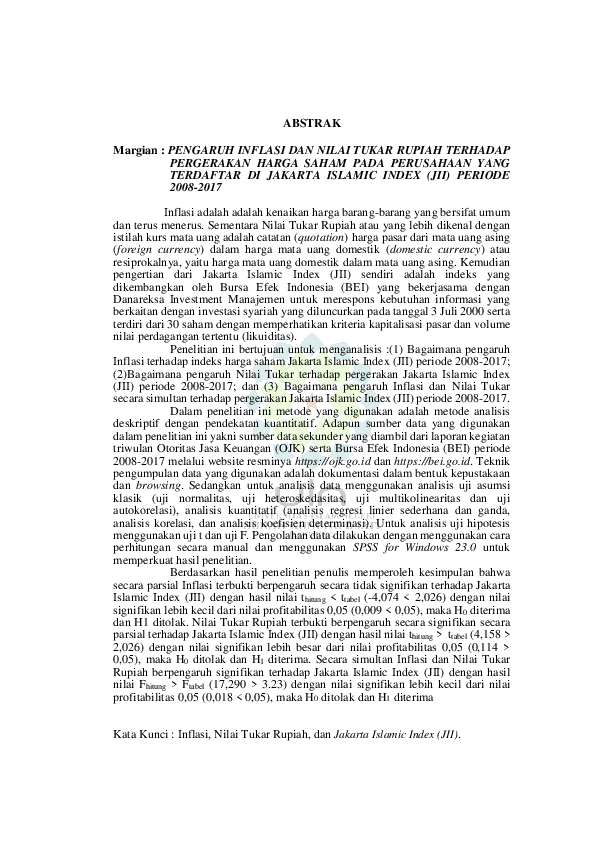 (PDF) Pengaruh inflasi dan nilai tukar rupiah terhadap pergerakan harga saham pada perusahaan ...