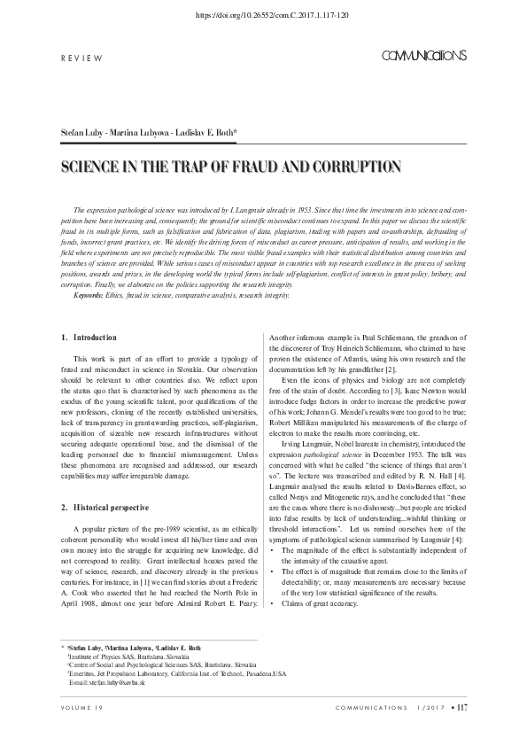 (PDF) Science in the Trap of Fraud and Corruption