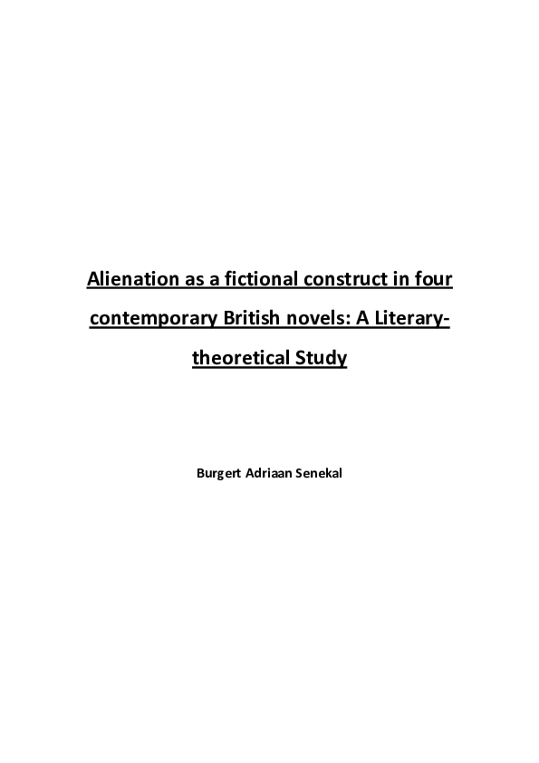 (PDF) Alienation as a fictional construct in four contemporary British ...