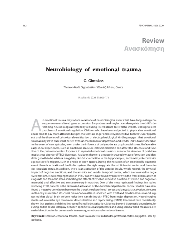 Pdf Neurobiology Of Emotional Trauma