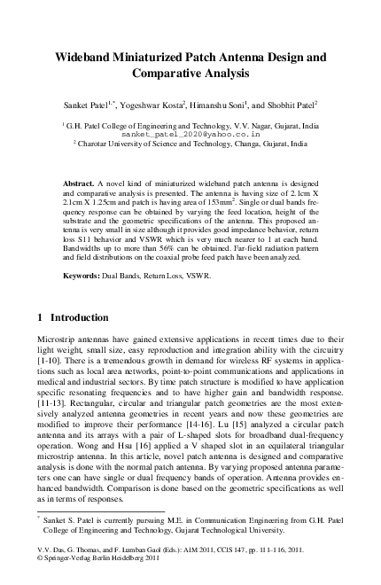 (PDF) Wideband Miniaturized Patch Antenna Design and Comparative Analysis