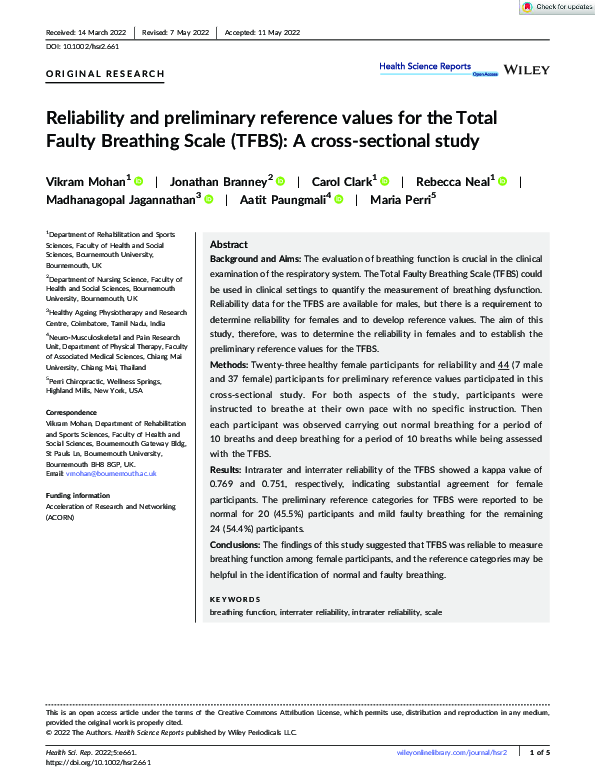 (PDF) Reliability and preliminary reference values for the Total Faulty Breathing Scale (TFBS ...