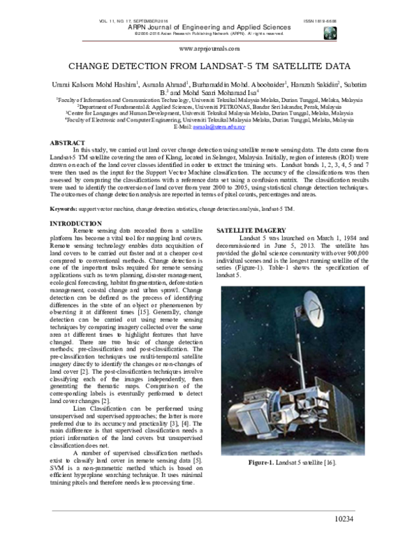 (PDF) Change Detection From Landsat-5 TM Satellite Data