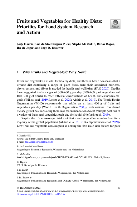 (PDF) Fruits and Vegetables for Healthy Diets: Priorities for Food ...