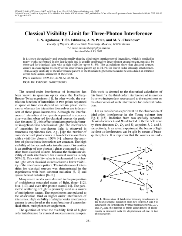 (PDF) Classical visibility limit for three-photon interference