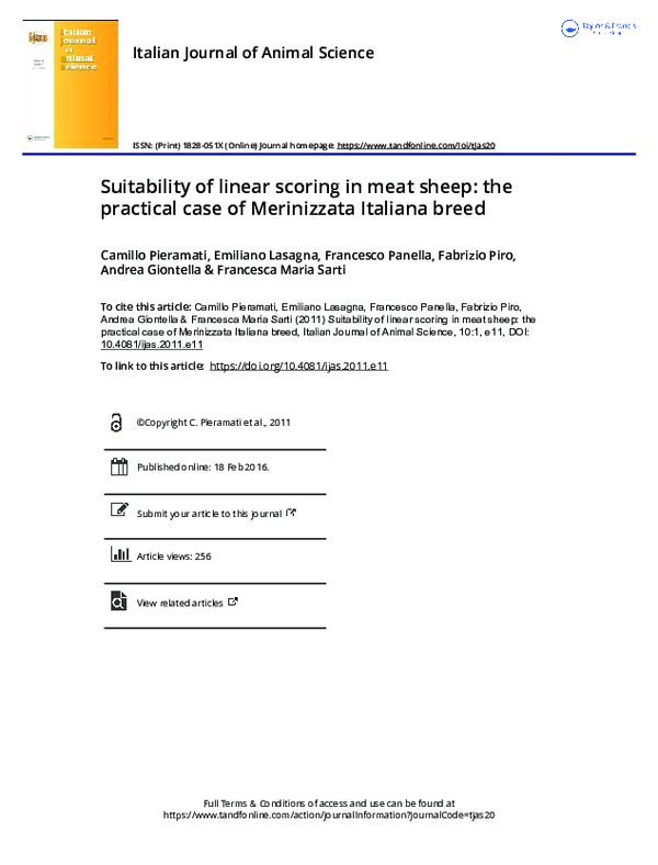 (PDF) Suitability of linear scoring in meat sheep: the practical case ...