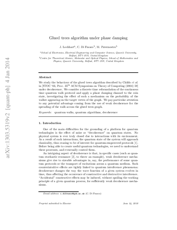 (PDF) Glued trees algorithm under phase damping
