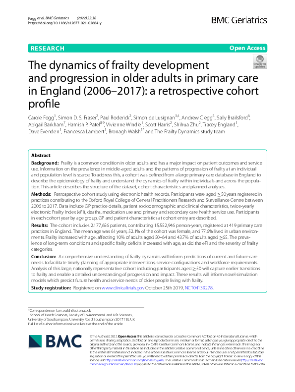 (PDF) The dynamics of frailty development and progression in older ...