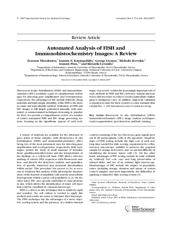 (PDF) Automated analysis of FISH and immunohistochemistry images