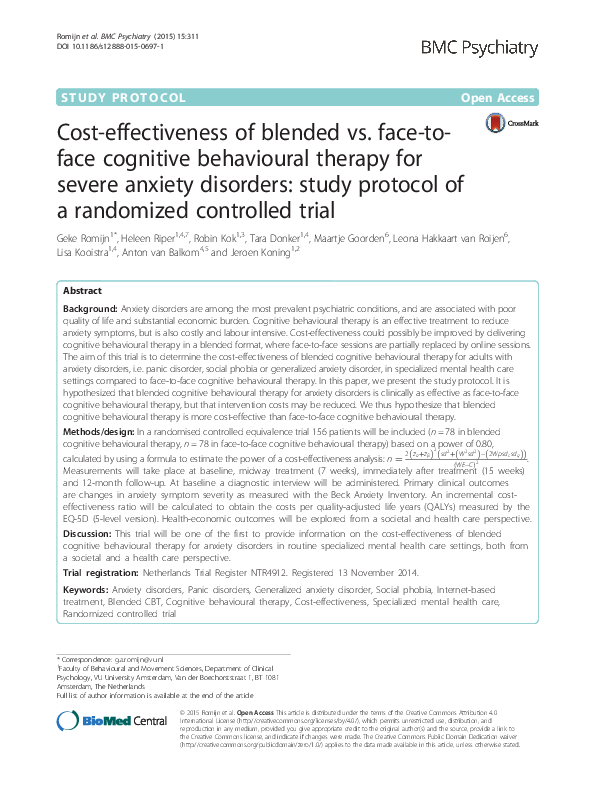 (PDF) Cost-effectiveness of blended vs. face-to-face cognitive ...