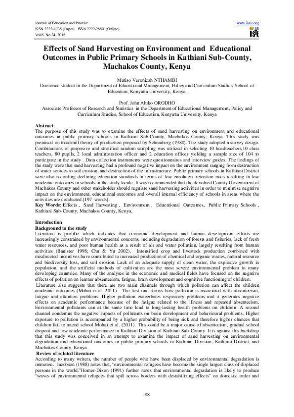 (PDF) Effects of Sand Harvesting on Environment and Educational ...