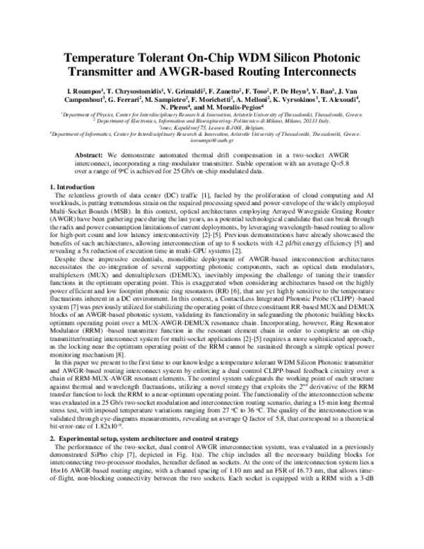 (PDF) Temperature Tolerant On-Chip WDM Silicon Photonic Transmitter and ...