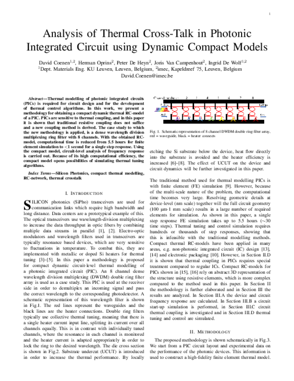 (PDF) Analysis of Thermal Crosstalk in Photonic Integrated Circuit Using Dynamic Compact Models