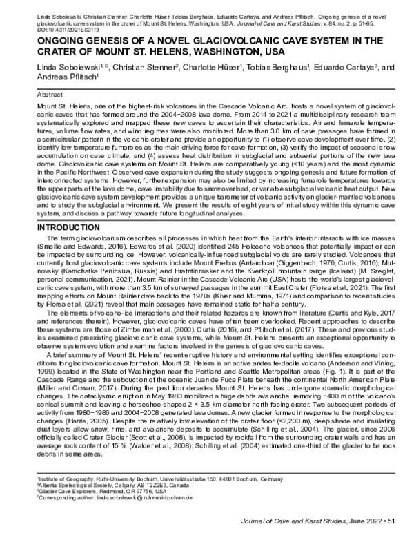 (PDF) Ongoing genesis of a novel glaciovolcanic cave system in the ...